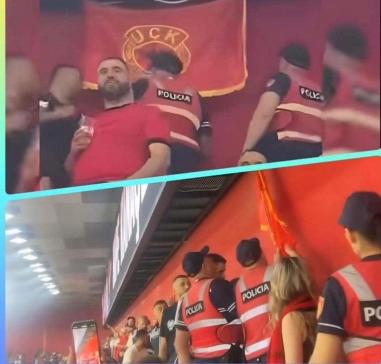 Police Remove Kosovo Liberation Army Symbols at Albania–Serbia Match ...